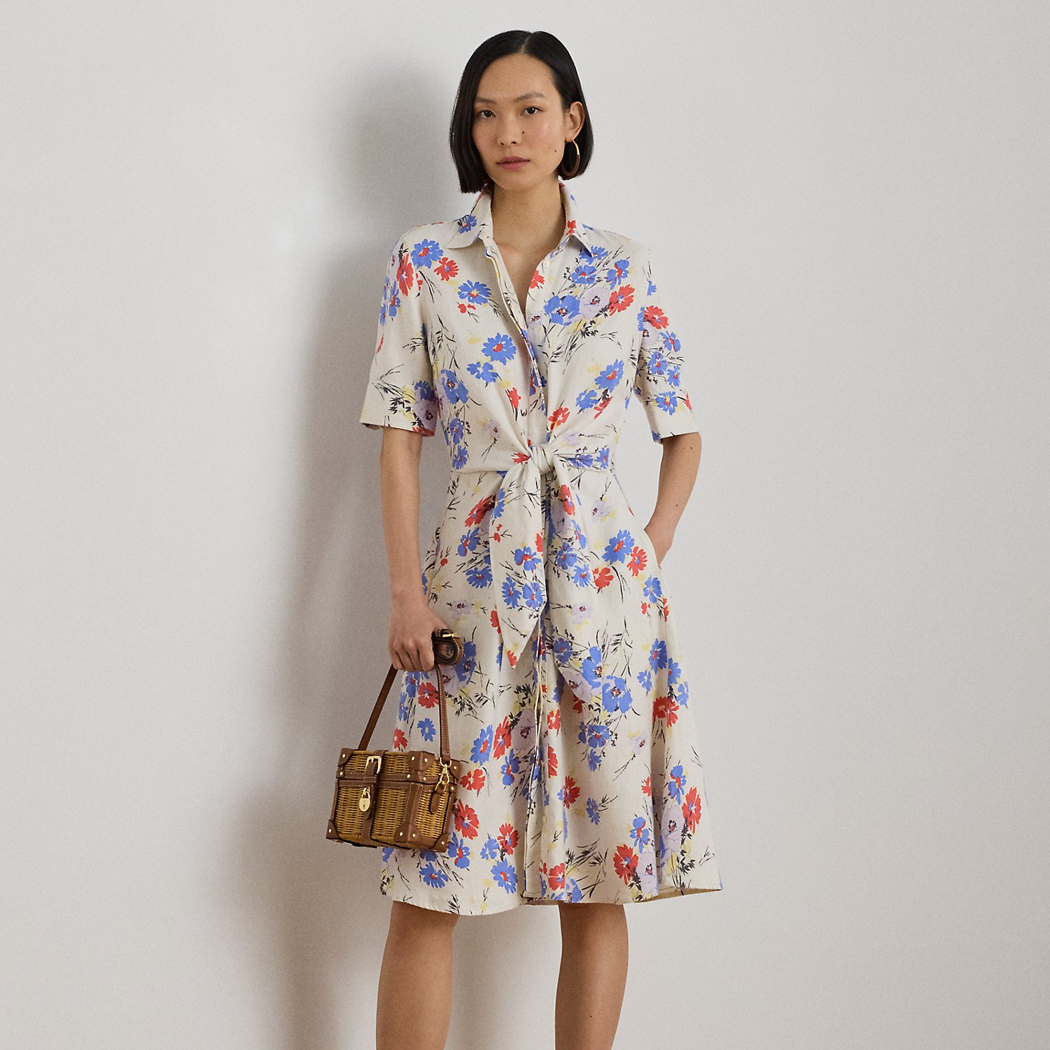 RALPH LAUREN Floral Linen Shirt Dress